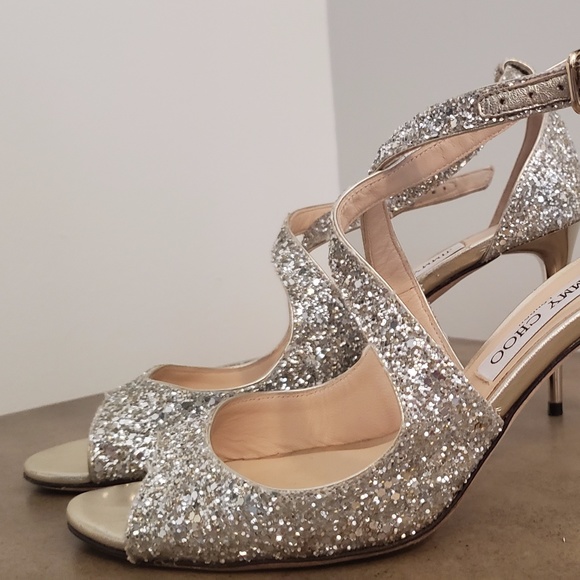 Jimmy Choo | Shoes | Jimmy Choo Emily Glitter Sandals Size 95 | Poshmark